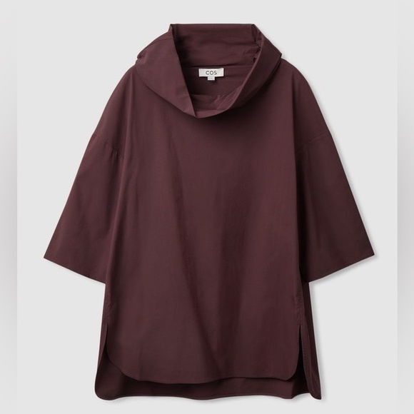 COS | Tops | Cos Roll Neck Tunic Top In Burgundy | Poshmark